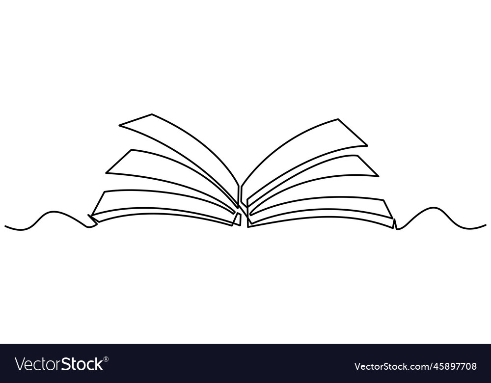 Book one line drawing banner open Royalty Free Vector Image Book one line drawing banner open Royalty Free Vector Image