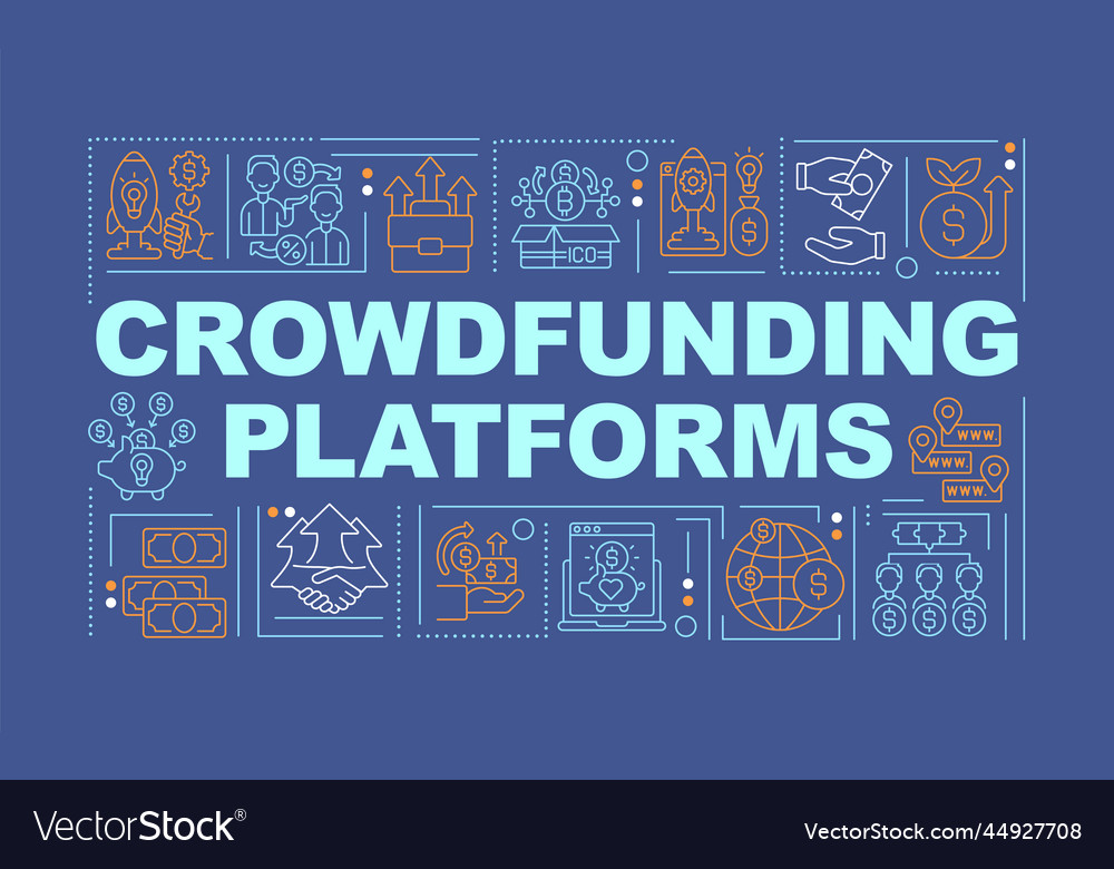 Crowdfunding platforms word concepts dark blue Vector Image