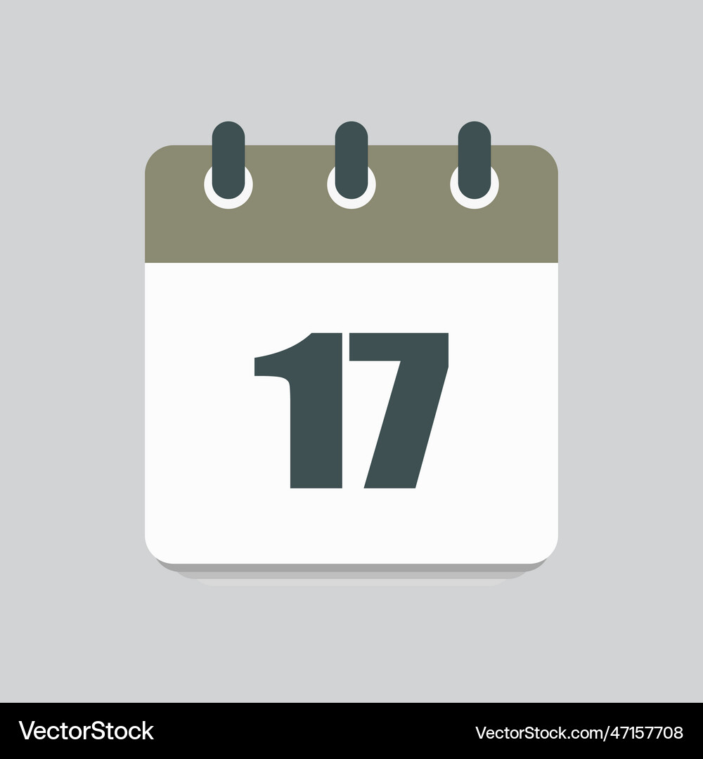 Icon calendar day number 17 17th month Royalty Free Vector