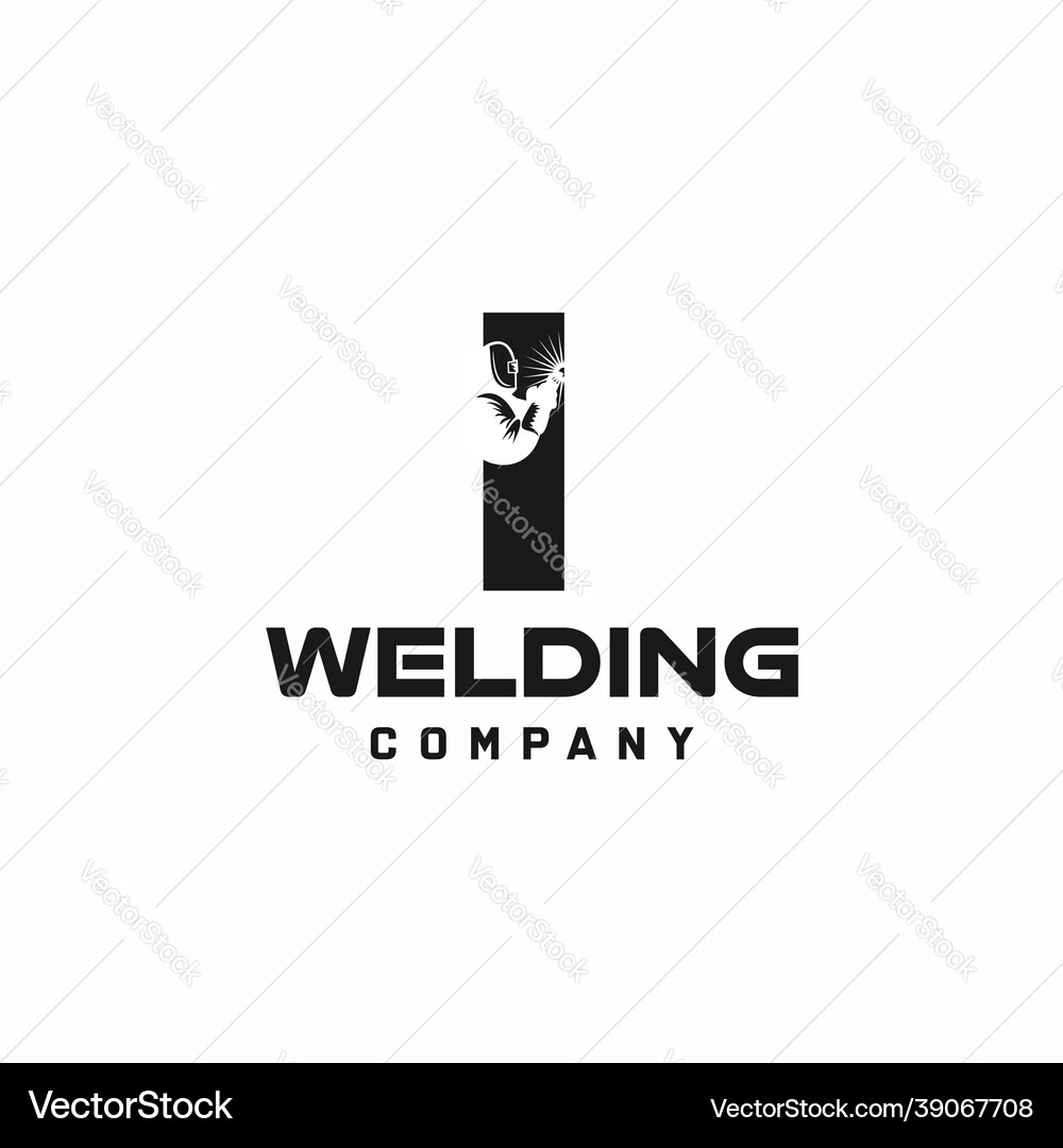 Letter i welding logo welder silhouette working Vector Image