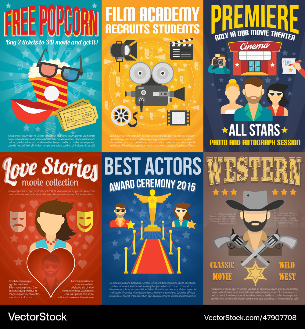 Movie poster set poster set Royalty Free Vector Image