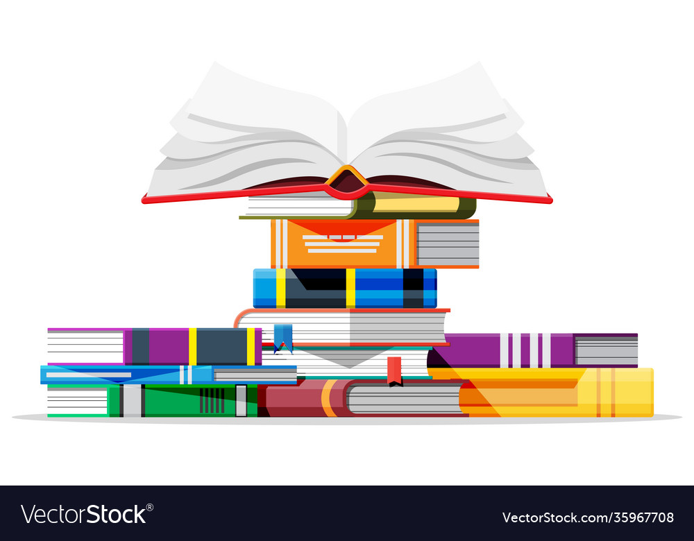 Pile books isolated on white Royalty Free Vector Image