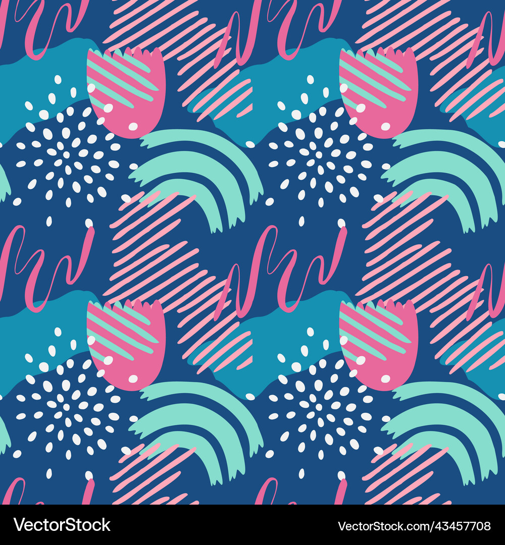 Teenage seamless neon pattern naive style Vector Image