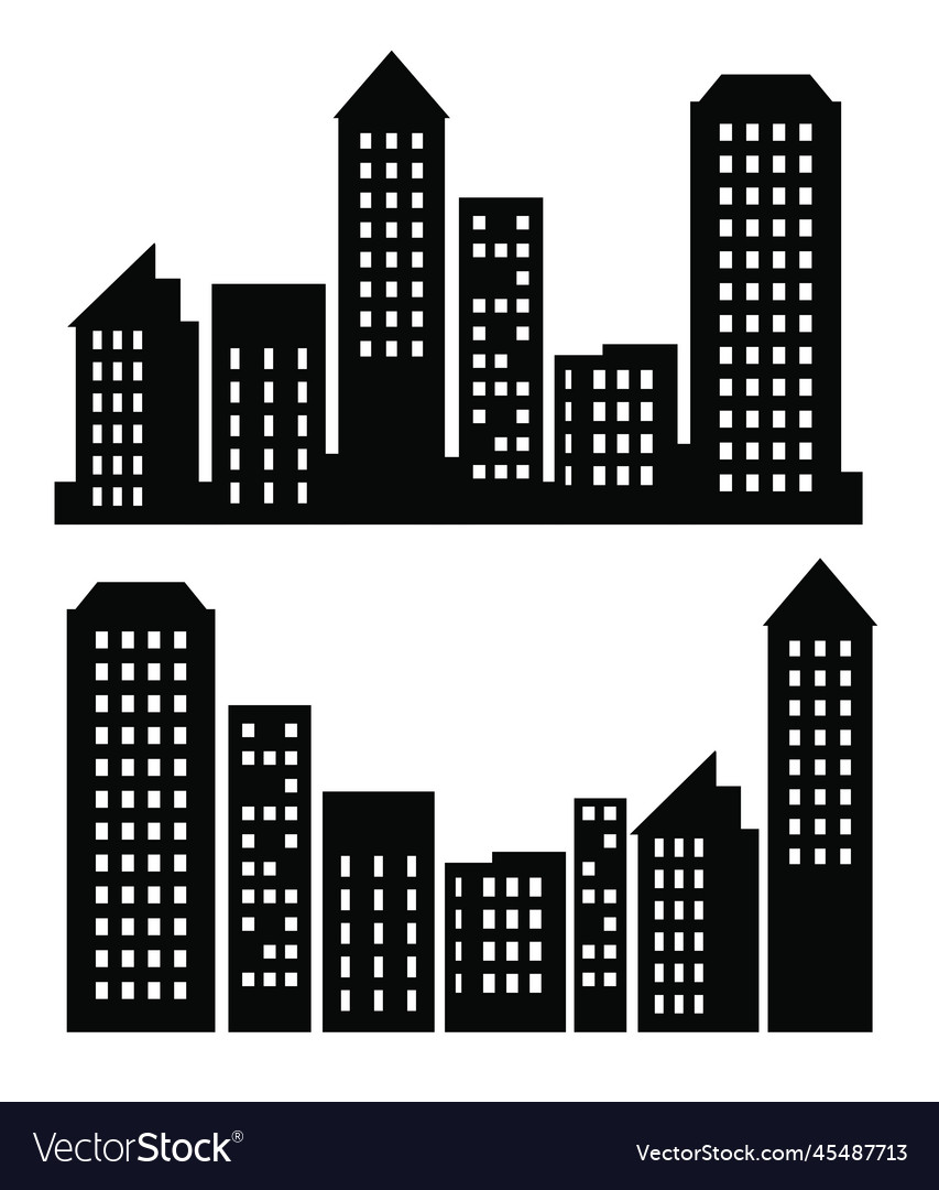 Building set of a silhouette Royalty Free Vector Image