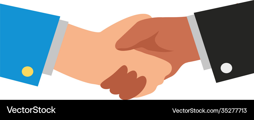 Business handshake white and black hands icon Vector Image