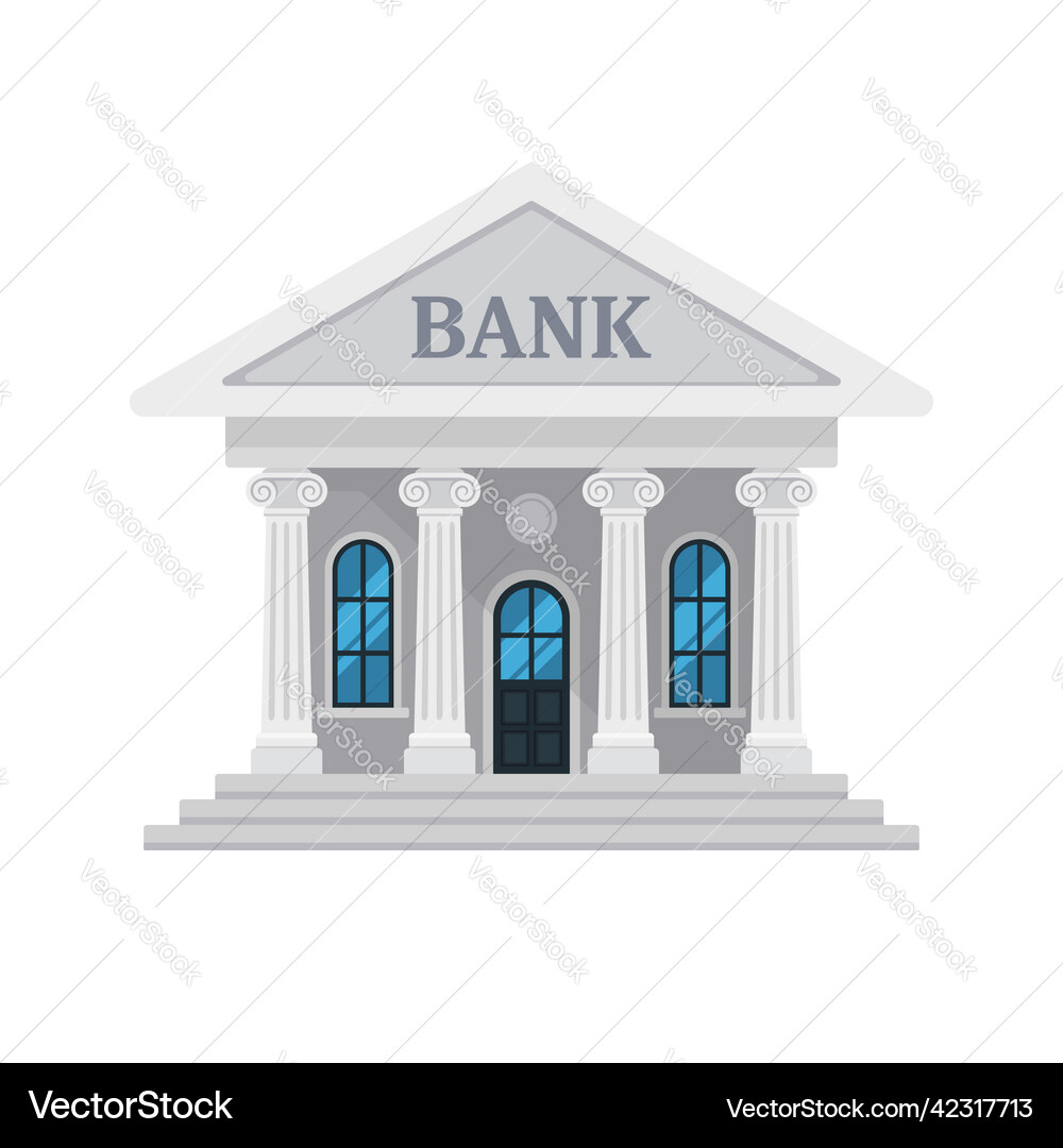 Cartoon bank building front view facade icon Vector Image