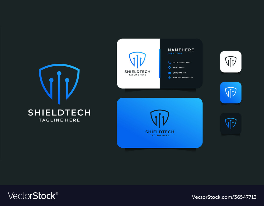 Creative modern shield technology logo design Vector Image