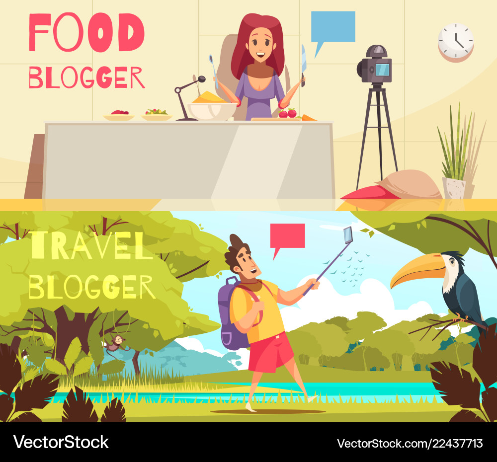Food blogger banners collection Royalty Free Vector Image