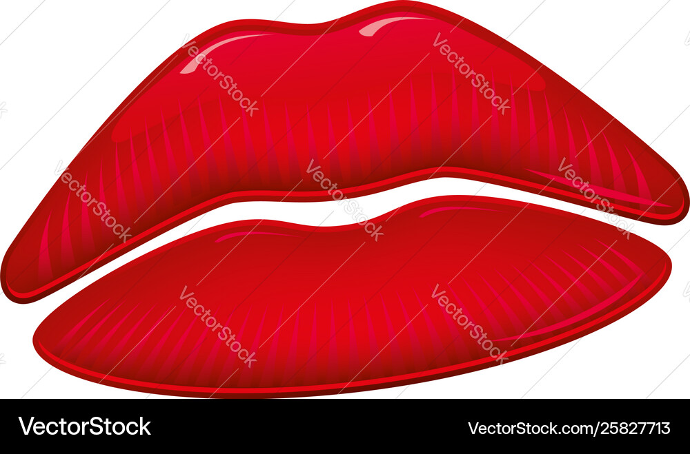 Glossy woman red lips isolated on white Royalty Free Vector