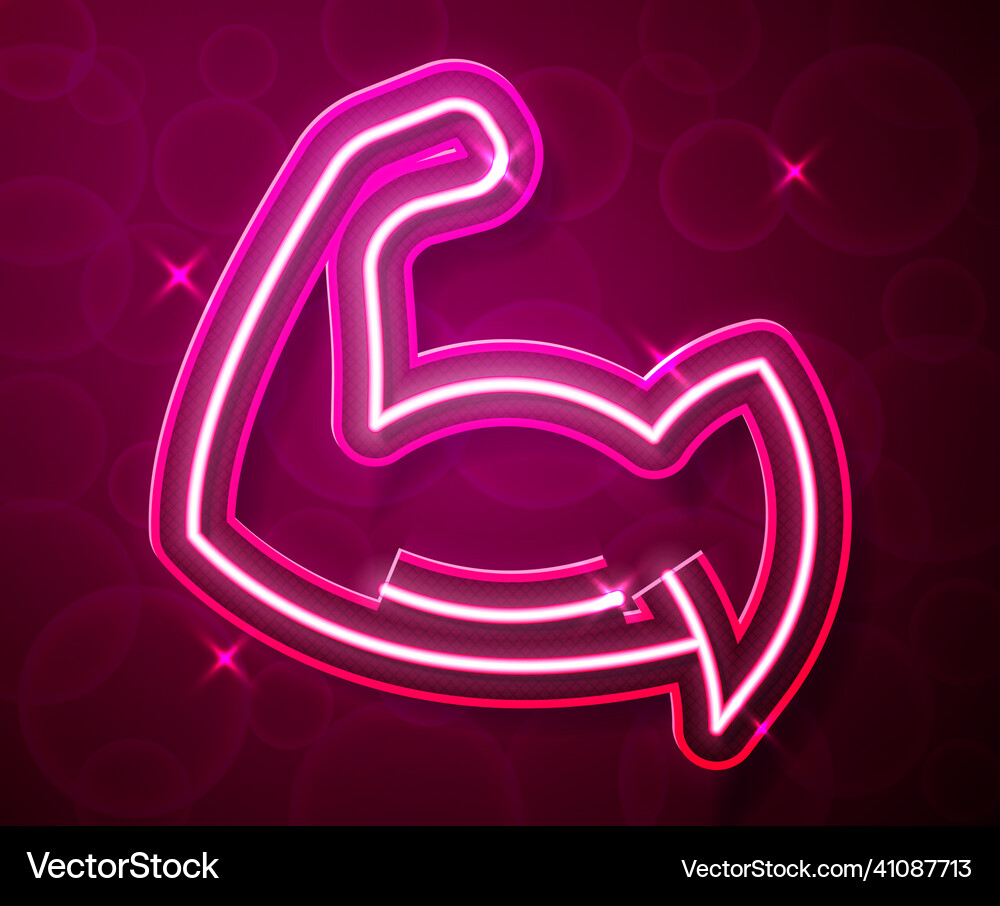Glowing neon line bodybuilder showing his muscles Vector Image