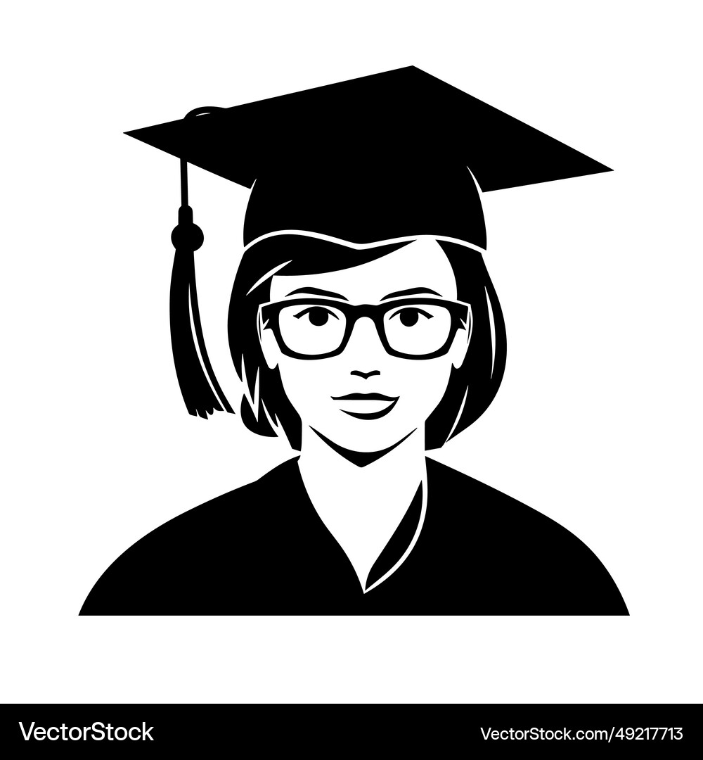 Graduate student black icon on white background Vector Image