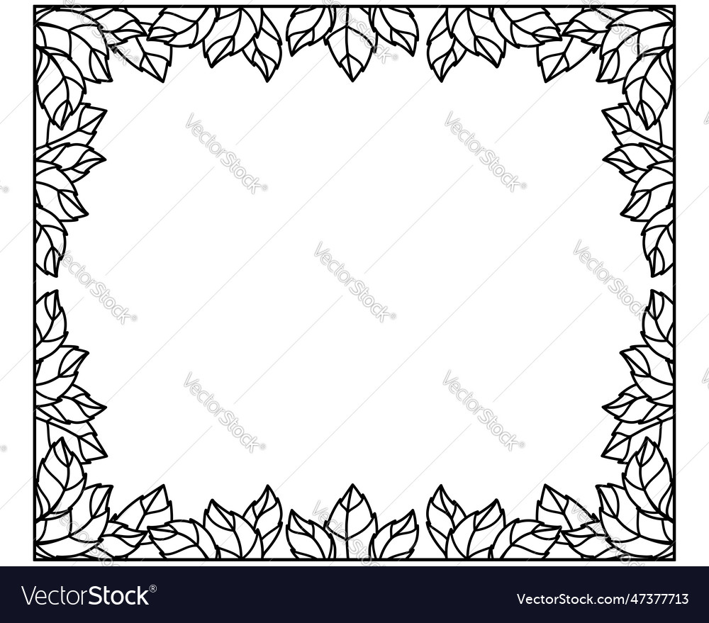 Leaves horizontal frame - linear Royalty Free Vector Image