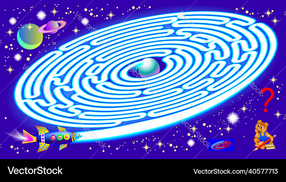 Logic puzzle game with labyrinth for children Vector Image