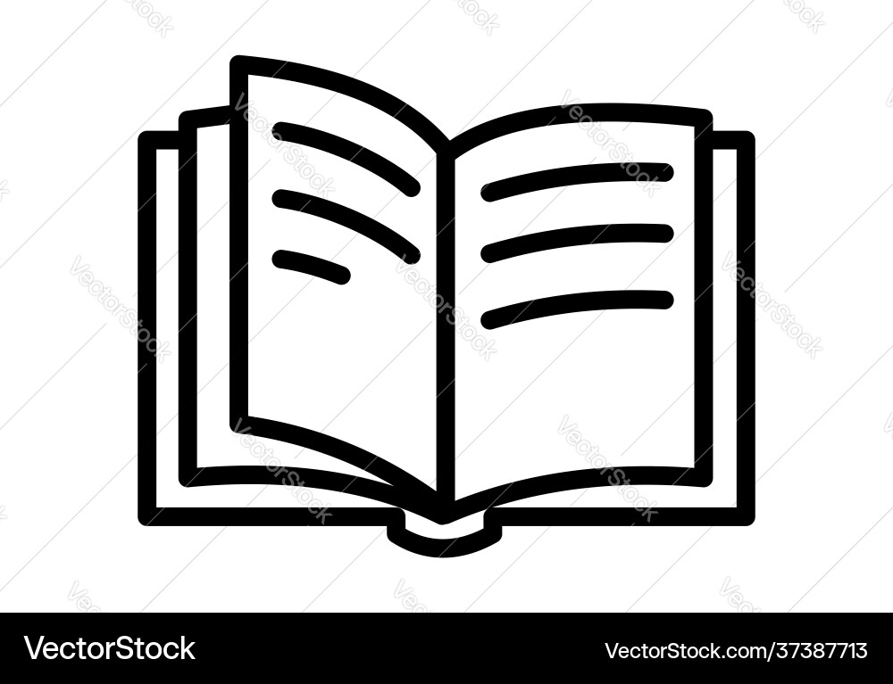 Open book icon in line style pictograph library Vector Image