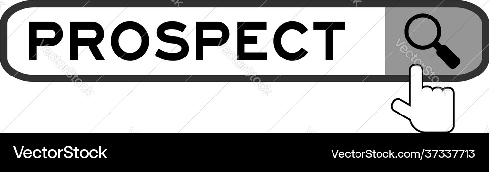 Search banner in word prospect with hand over Vector Image
