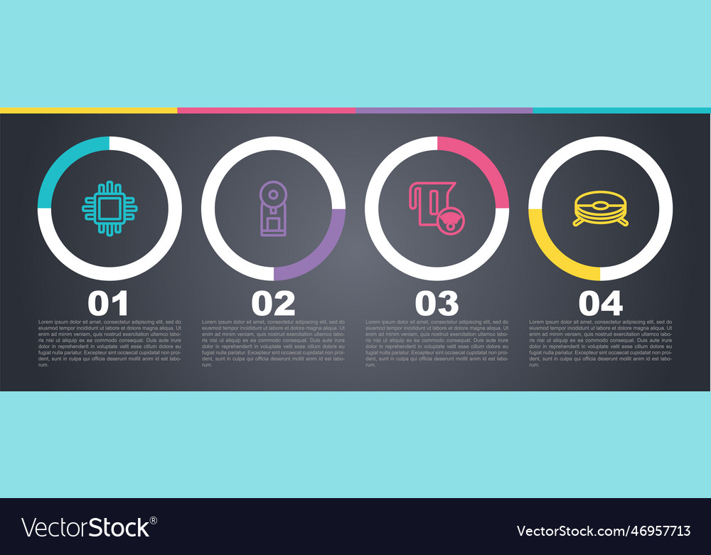 Set line processor with cpu smart coffee machine Vector Image