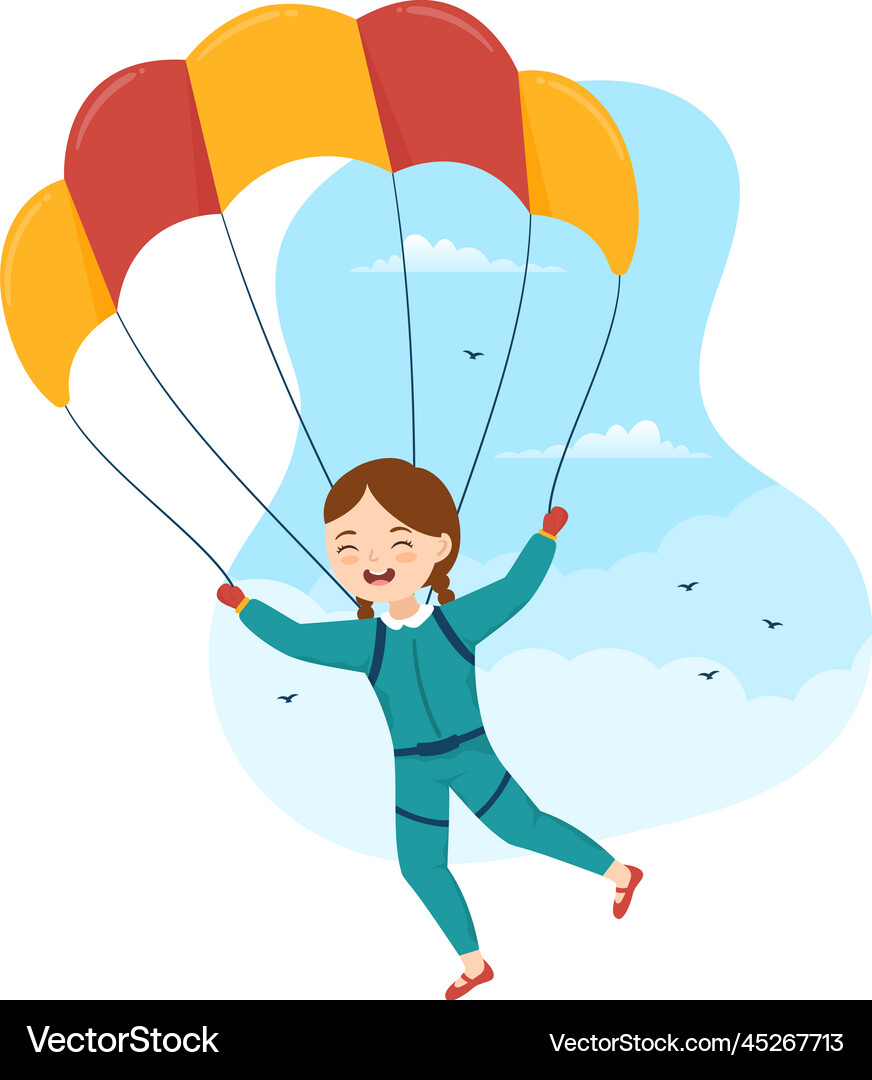 Skydiving with kids skydivers use parachute Vector Image