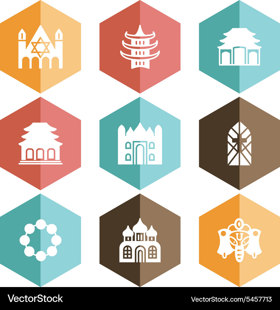 Solid icons houses of worship Royalty Free Vector Image
