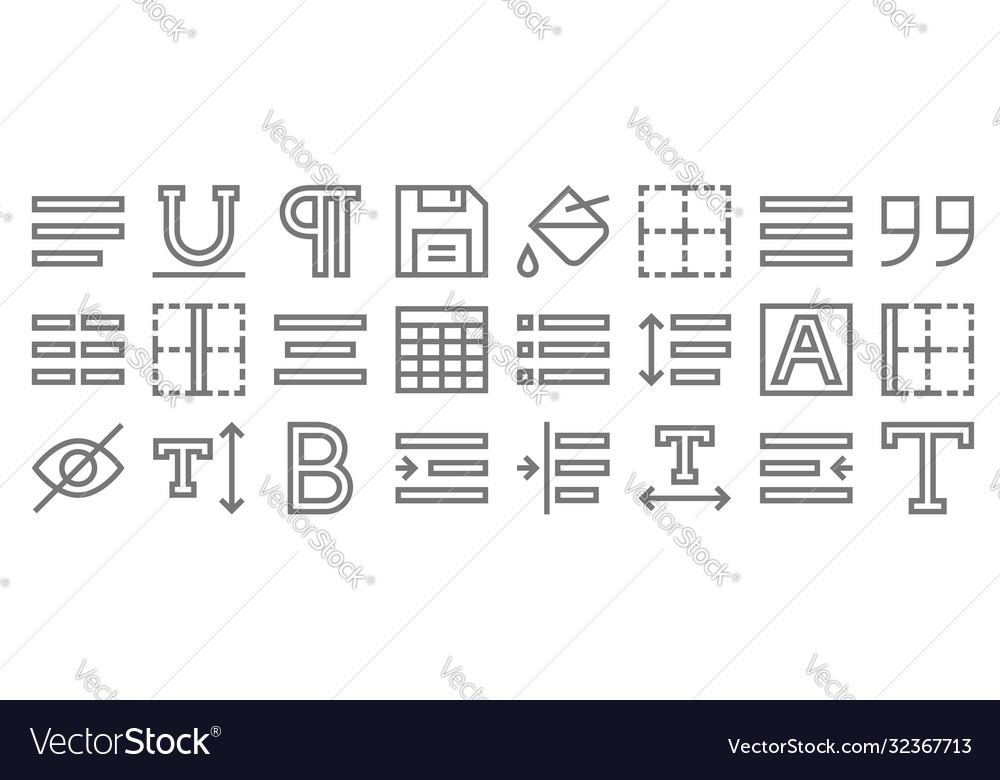 Text editor line icons linear set quality line Vector Image