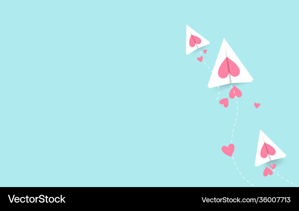Valentines day with cut airplane and hearts Vector Image