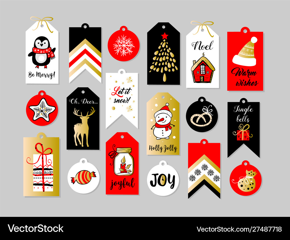 Abstract printable golden red and black tags Vector Image