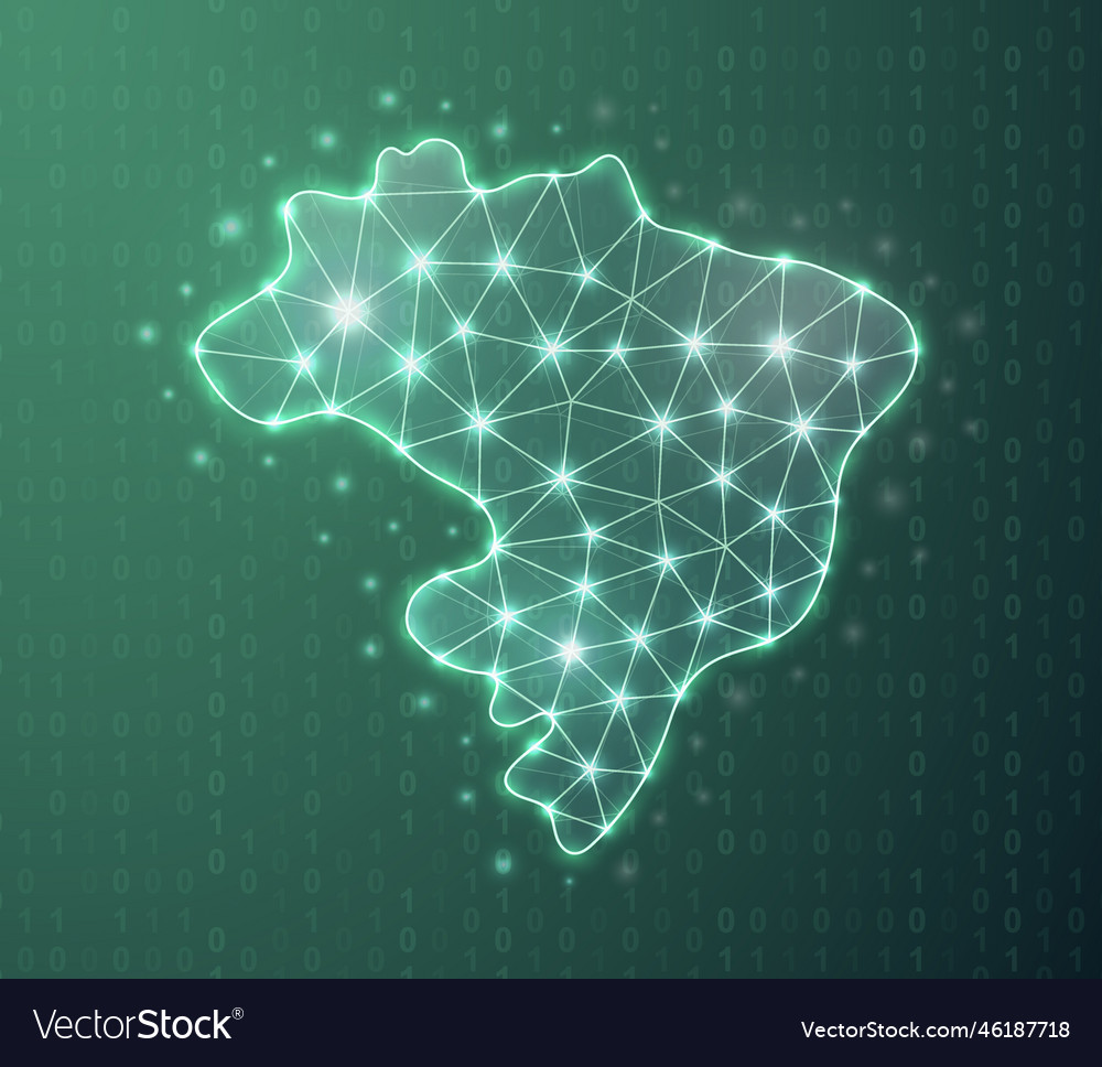 Brazil polygonal symbol with binary code Vector Image Brazil polygonal symbol with binary code Vector Image