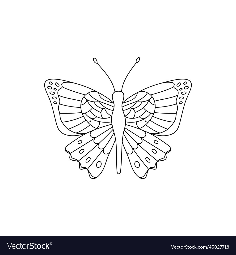 Butterfly black outline insect Royalty Free Vector Image Butterfly black outline insect Royalty Free Vector Image