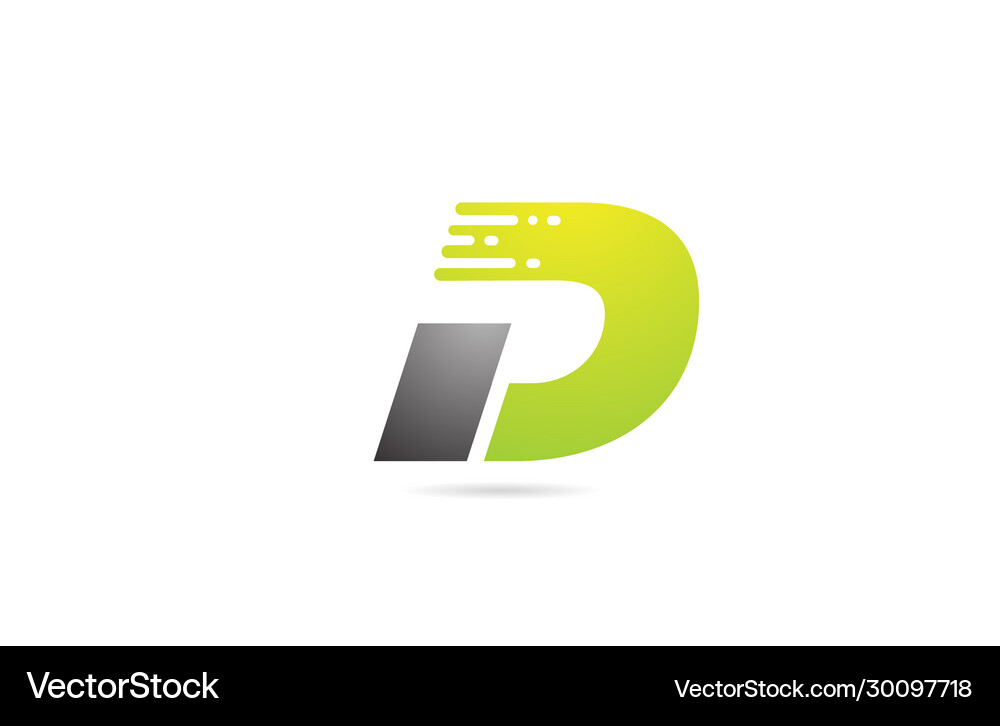 D grey black green letter logo alphabet design Vector Image
