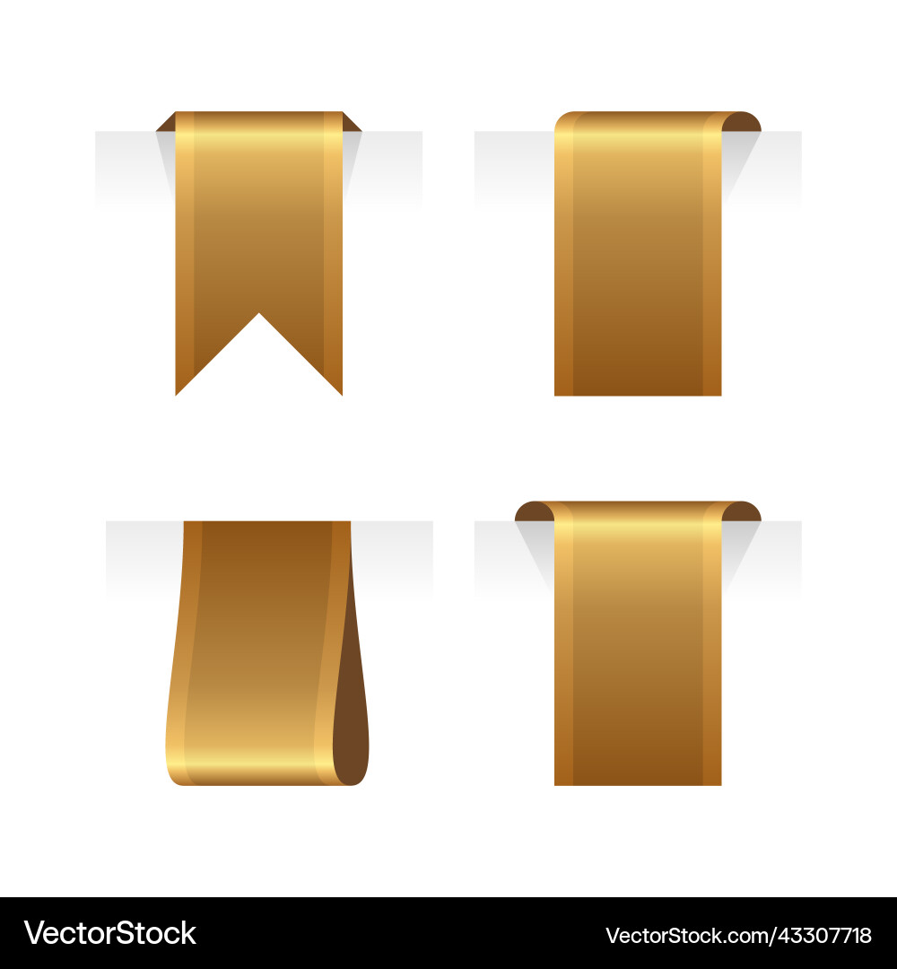 Gold ribbons and tags set on white background Vector Image