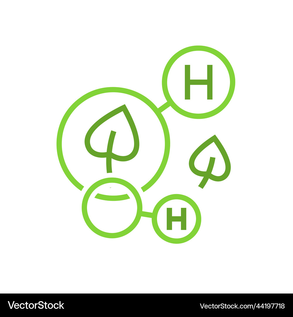 H2 symbol green hydrogen production renewable Vector Image
