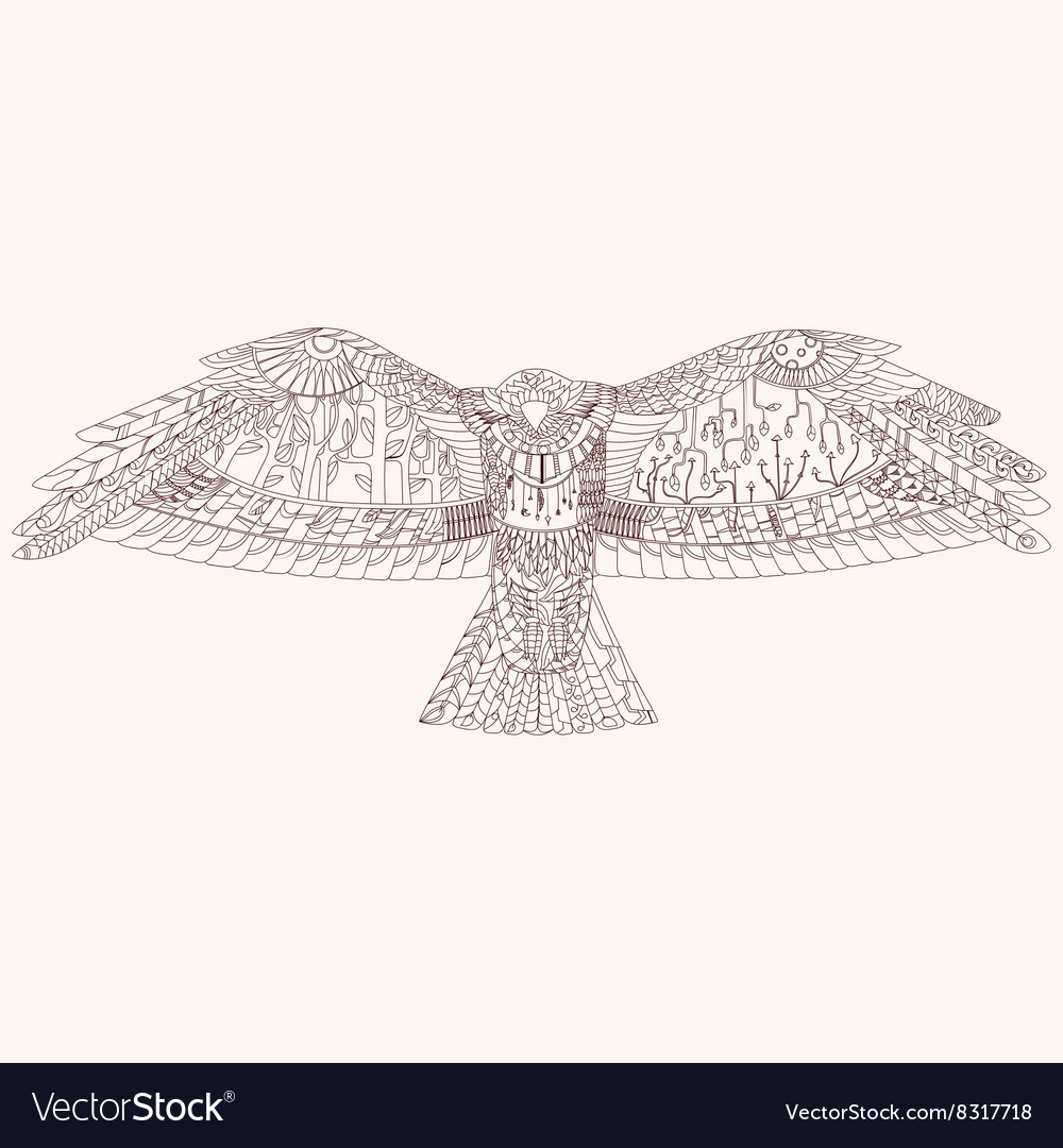 Patterned predator bird eps10 Royalty Free Vector Image