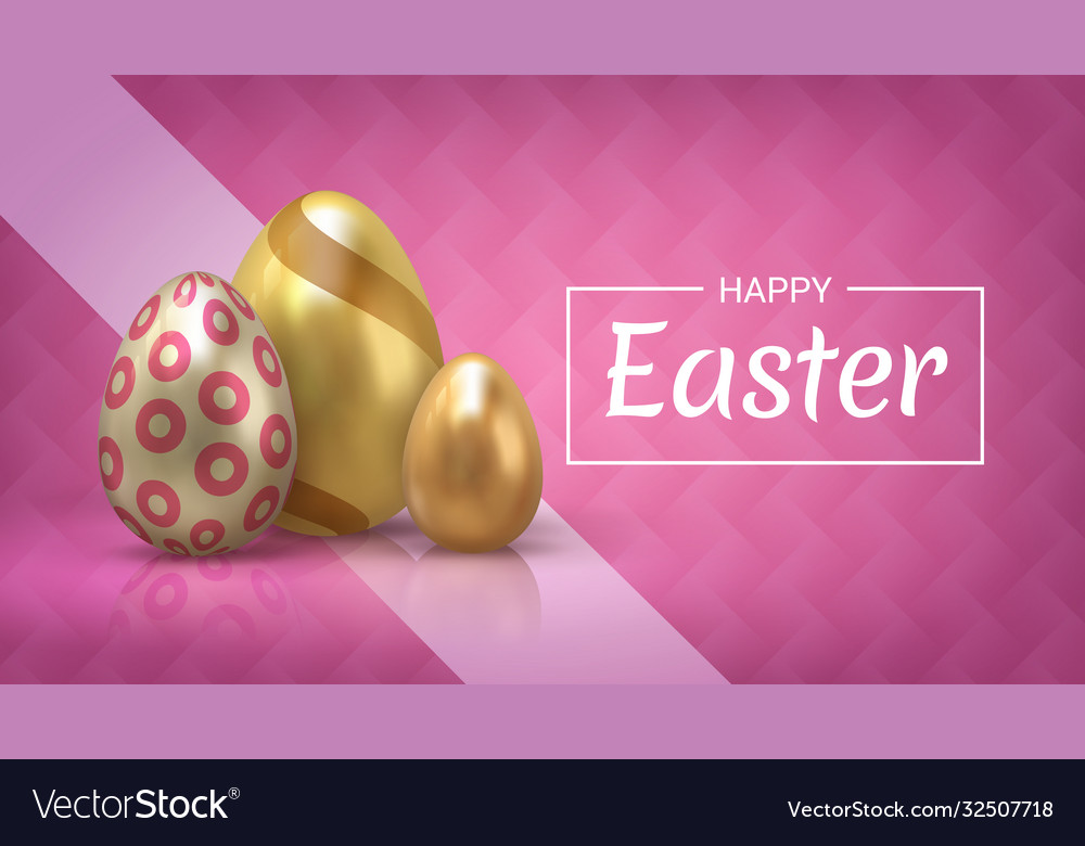 Realistic easter egg banner greeting Royalty Free Vector