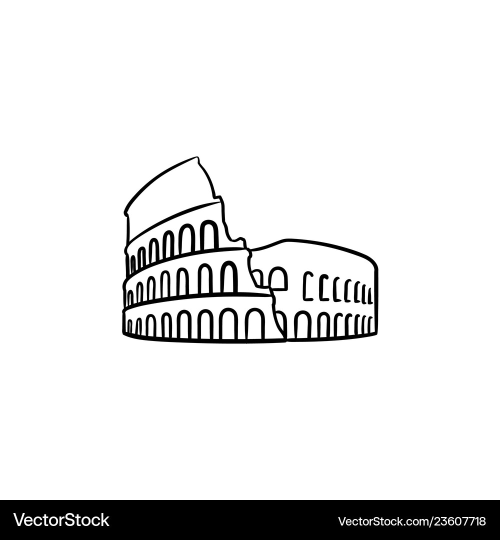 Rome coliseum hand drawn outline doodle icon Vector Image