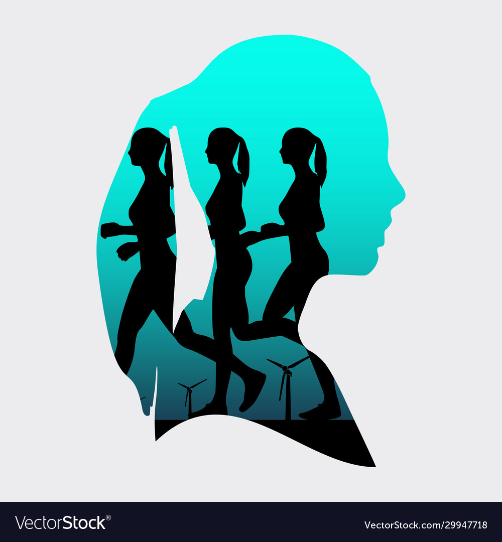 Running lady silhouettes Royalty Free Vector Image