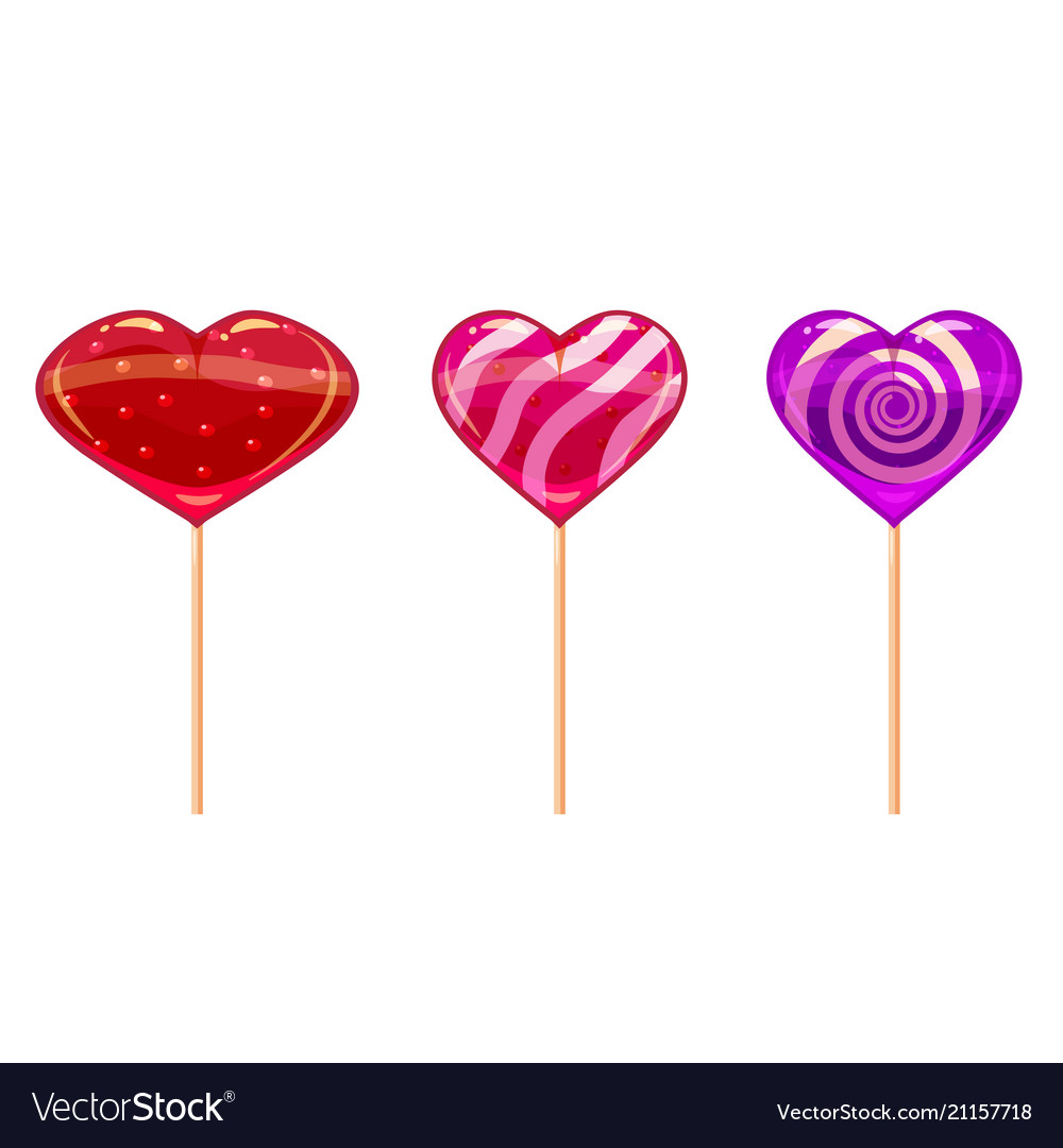 Set of colorful heart-shaped lollipops good for Vector Image