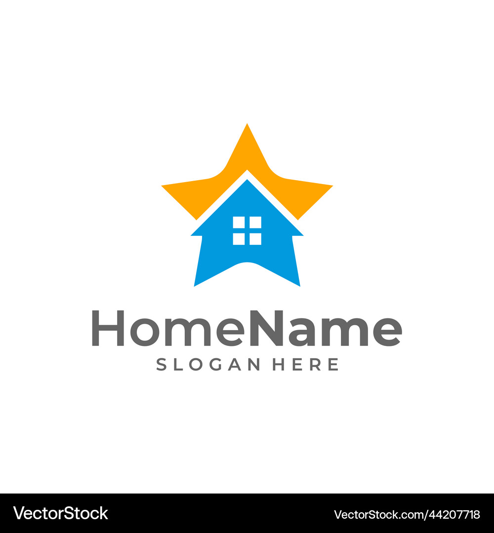 Star home logo template house design Royalty Free Vector
