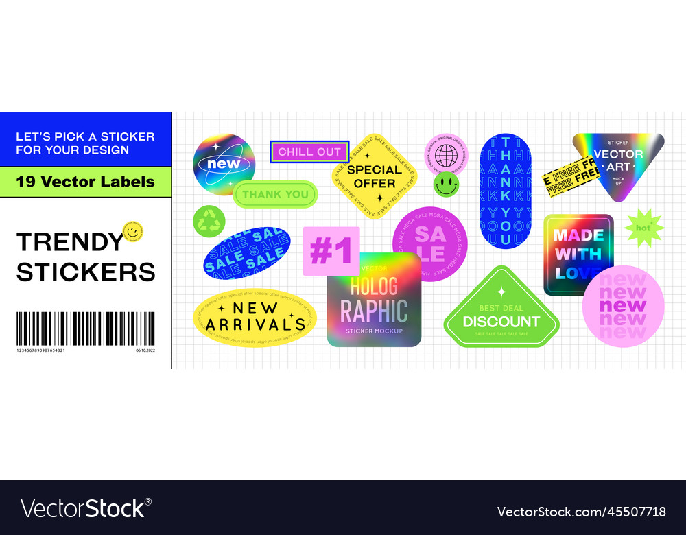 Trendy Sale Stickers Retro Labels Design Vector Image 