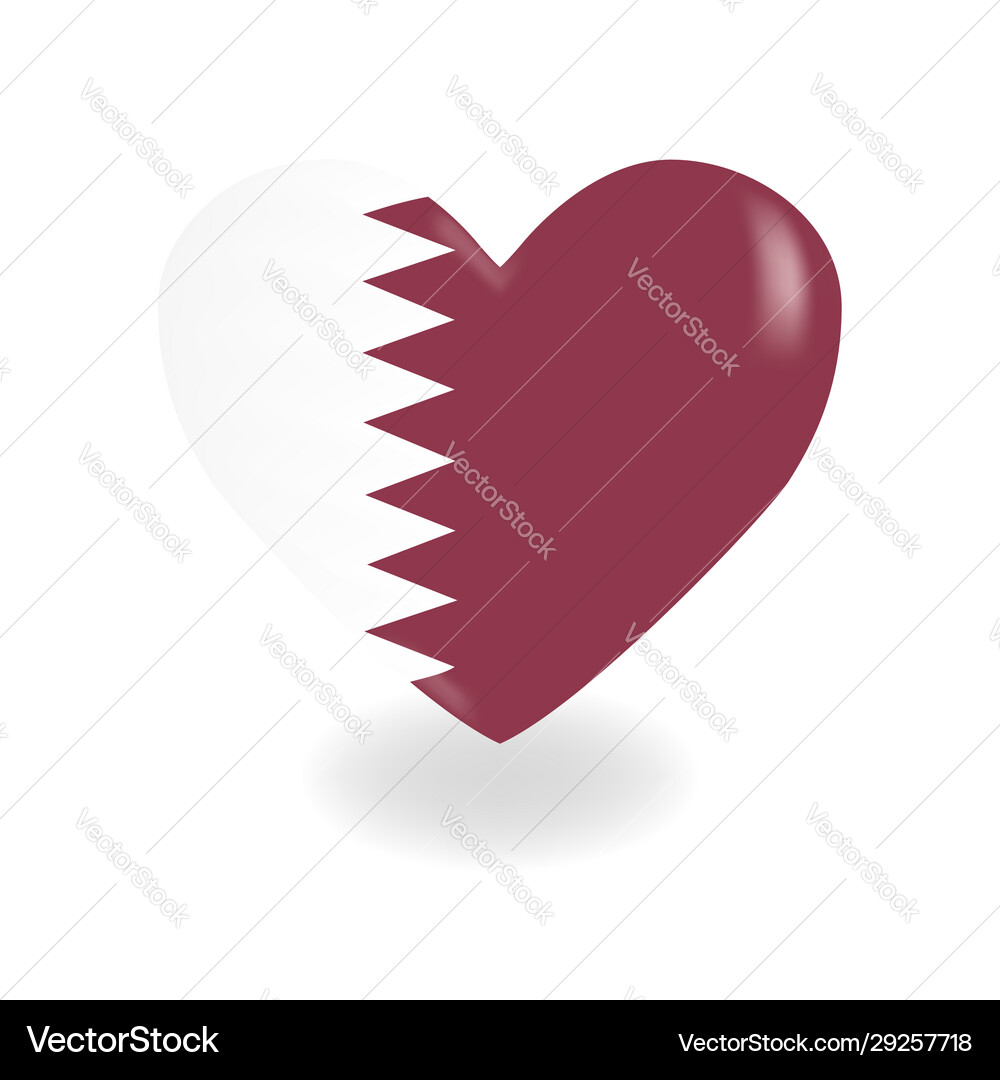 Volumetric qatar heart on white background casts Vector Image