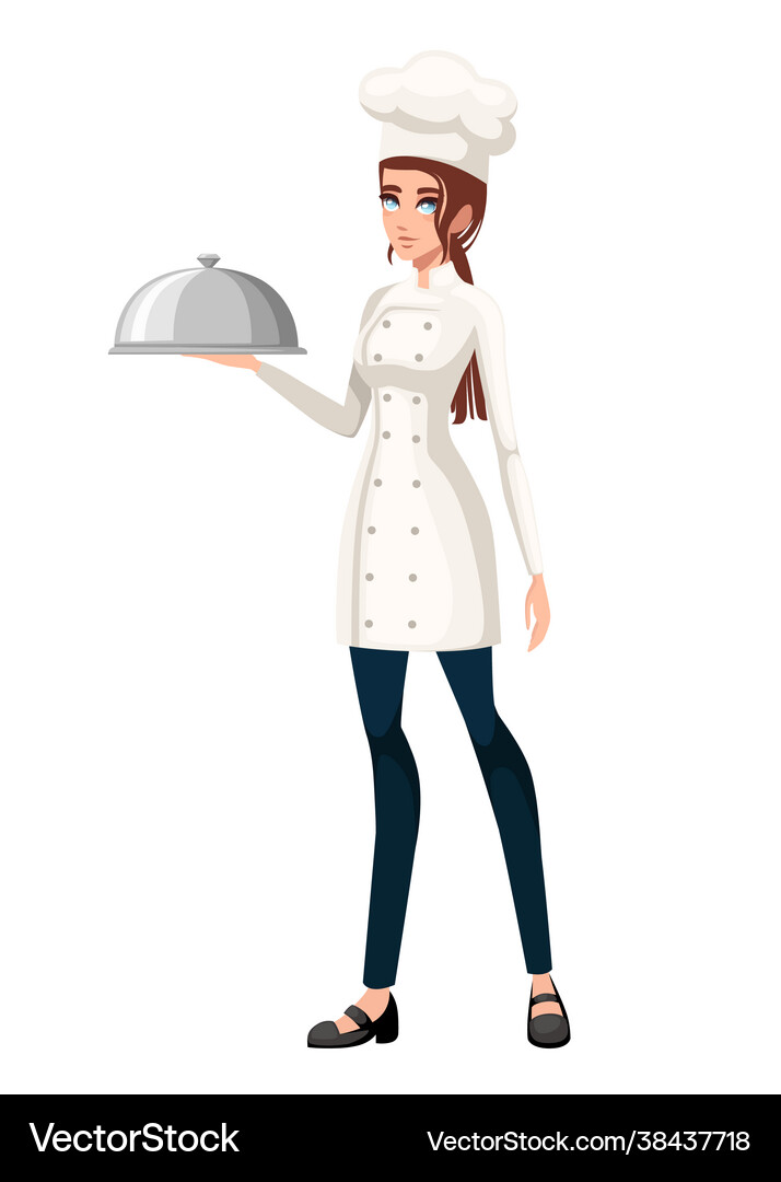 Young chef women flat isolated on white Royalty Free Vector