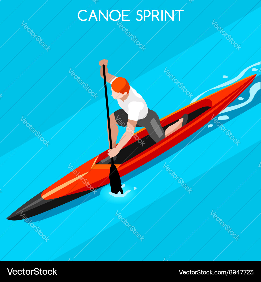 Canoe sprint 2016 summer games isometric 3d Vector Image