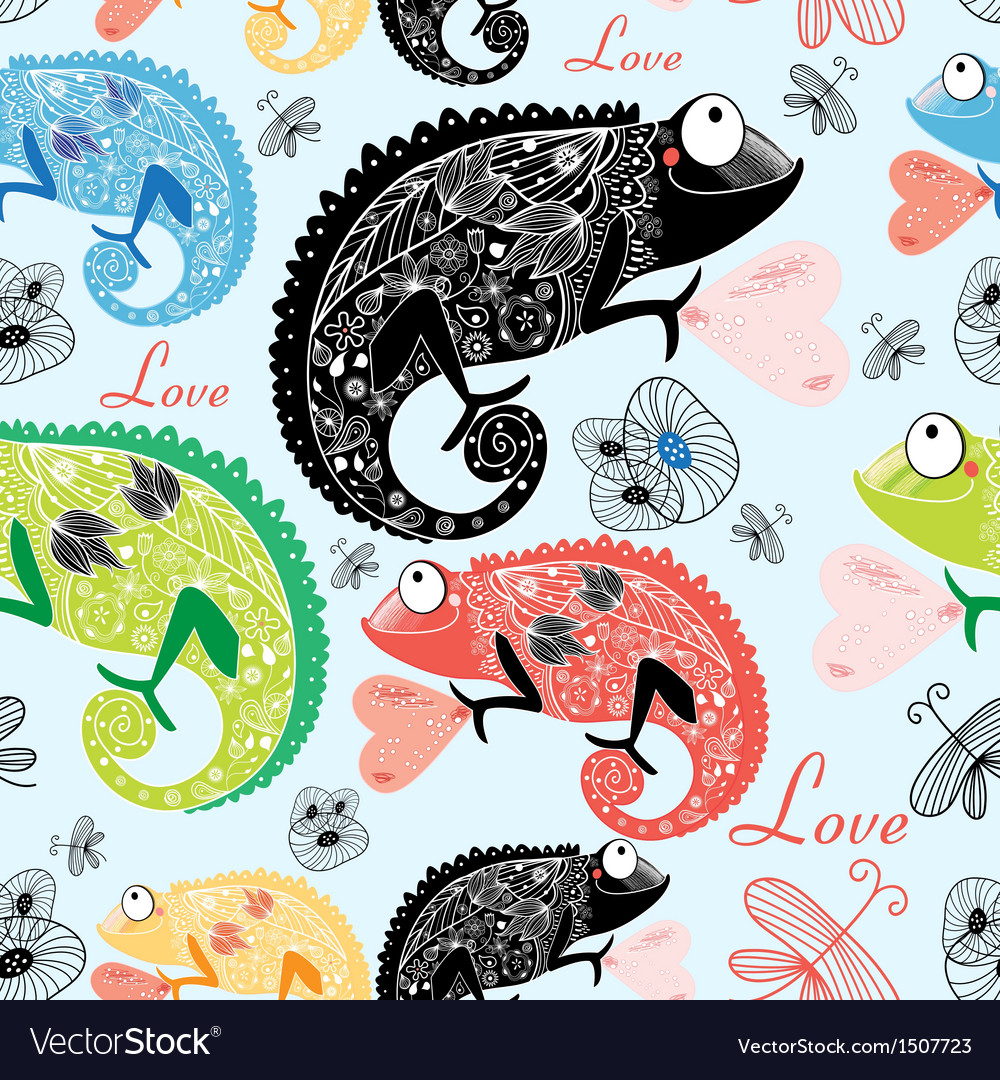 Chameleons patterns Royalty Free Vector Image - VectorStock