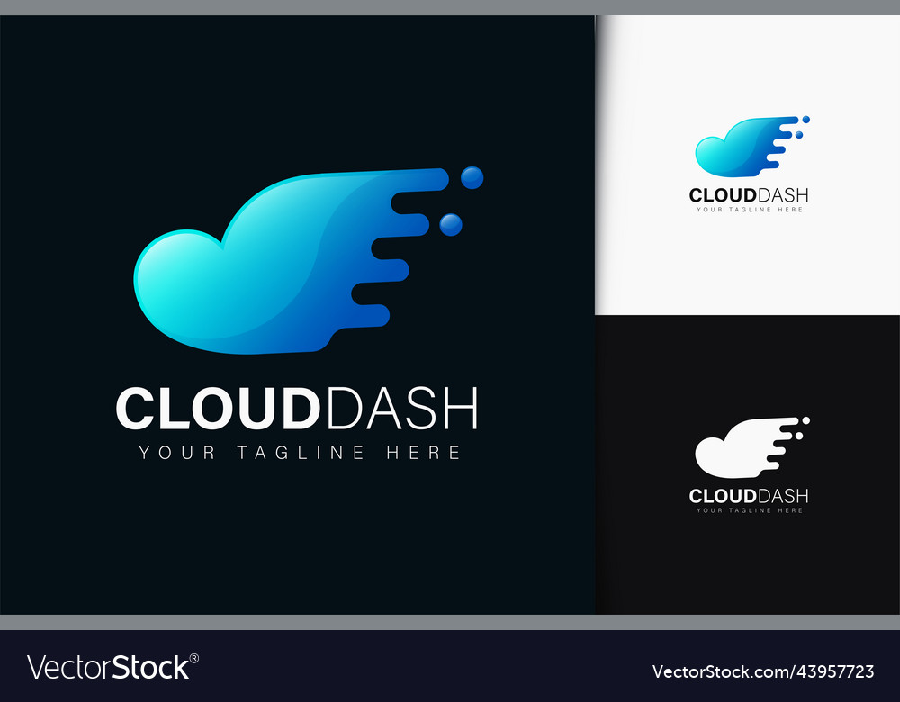 Cloud dash logo design with gradient Royalty Free Vector