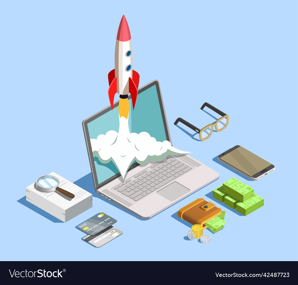 Financial technology isometric design concept Vector Image