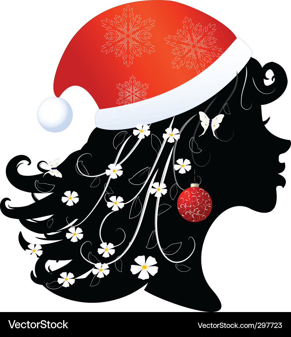 Girl in santa profile Royalty Free Vector Image