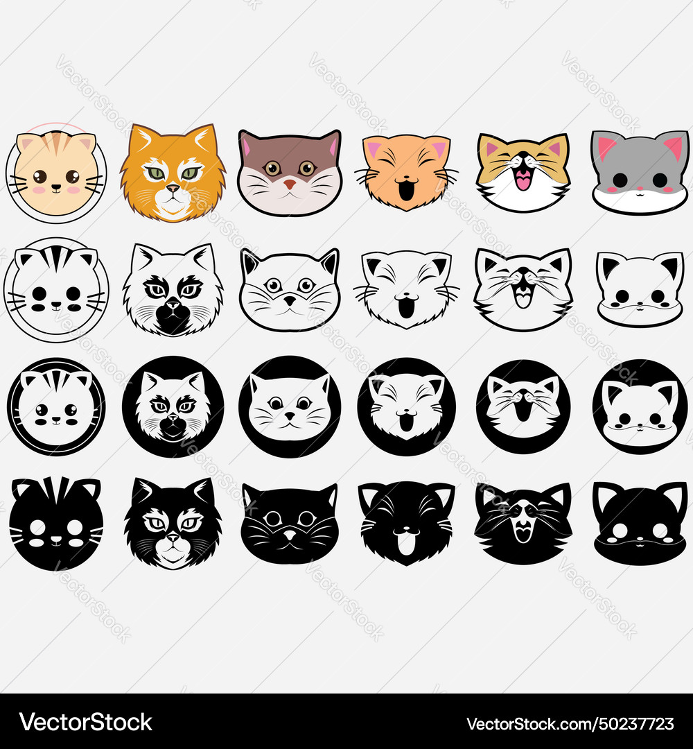 Image of a collection cat logos Royalty Free Vector Image