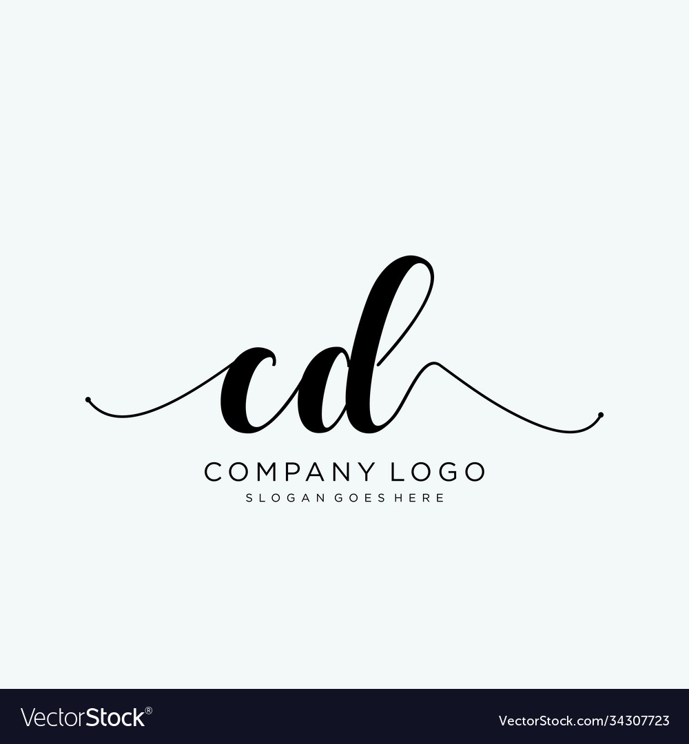 Initial cd handwriting logo with circle template Vector Image