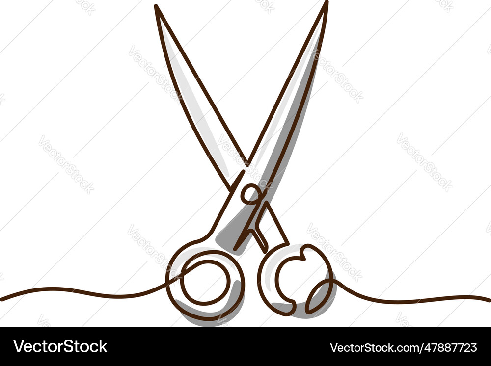 Professional hairdresser scissors continuous one Vector Image