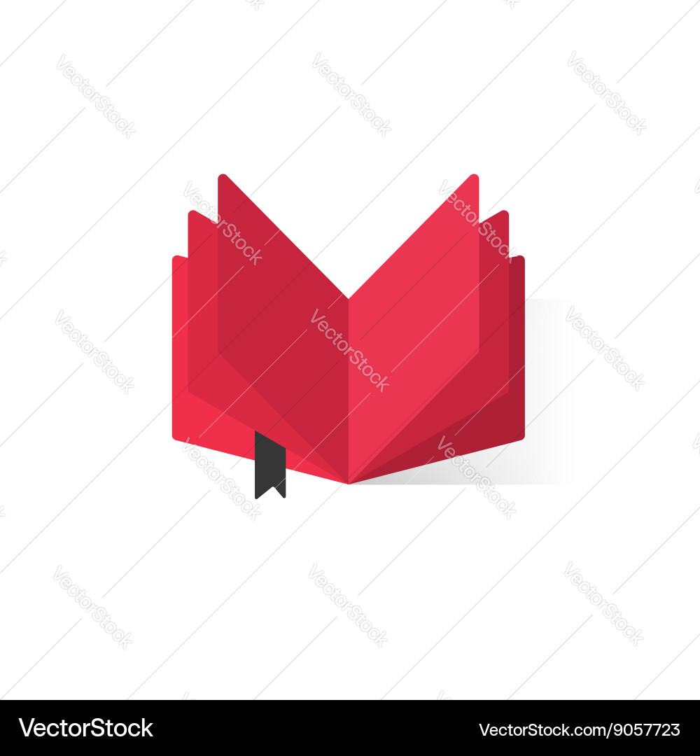 Red open book with abstract pages and bookmark Vector Image