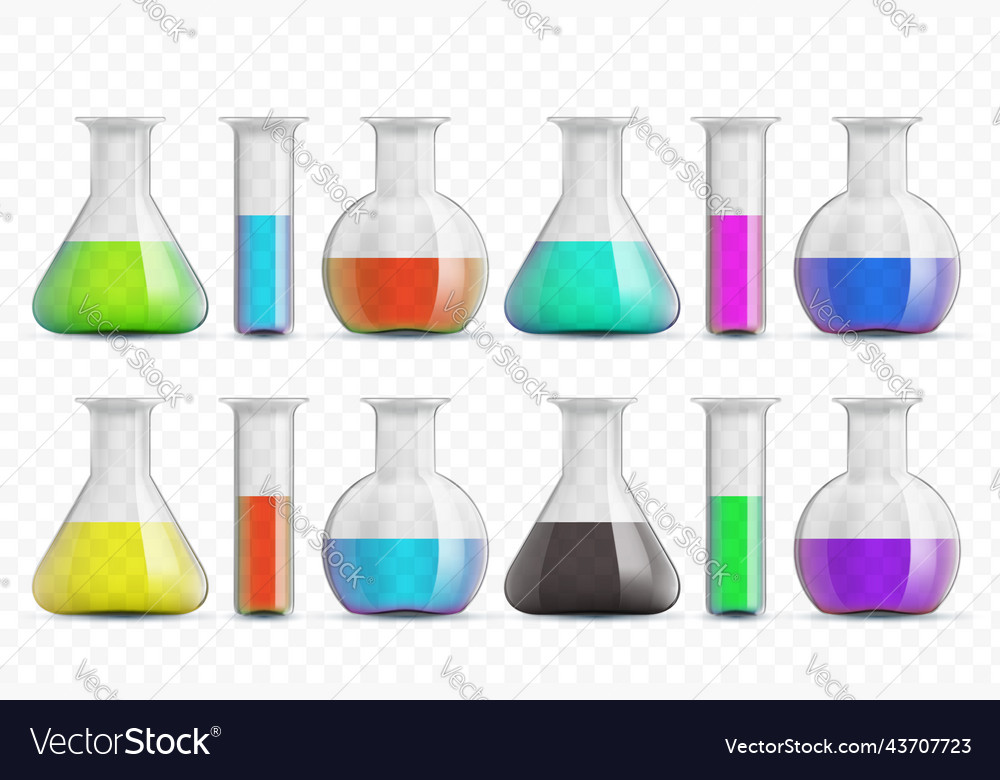 Set of glass chemical beakers or test tube Vector Image
