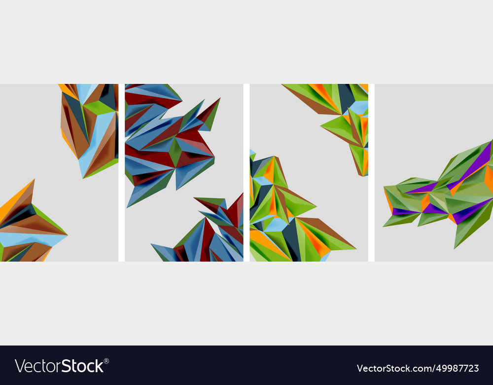 Set of mosaic triangle pattern abstract posters Vector Image